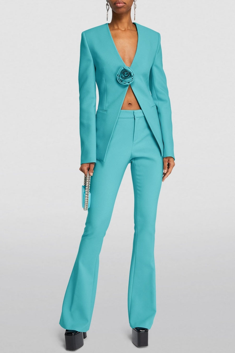 Minya Rose embellished Collarless Blazer Set SeenSense Minya Rose embellished Collarless Blazer Set SeenSense