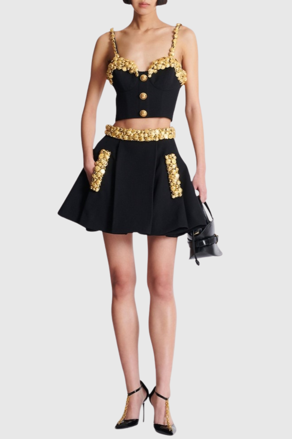 Ambika Buttoned Embellished Top & Mini Skirt Set – SeenSense