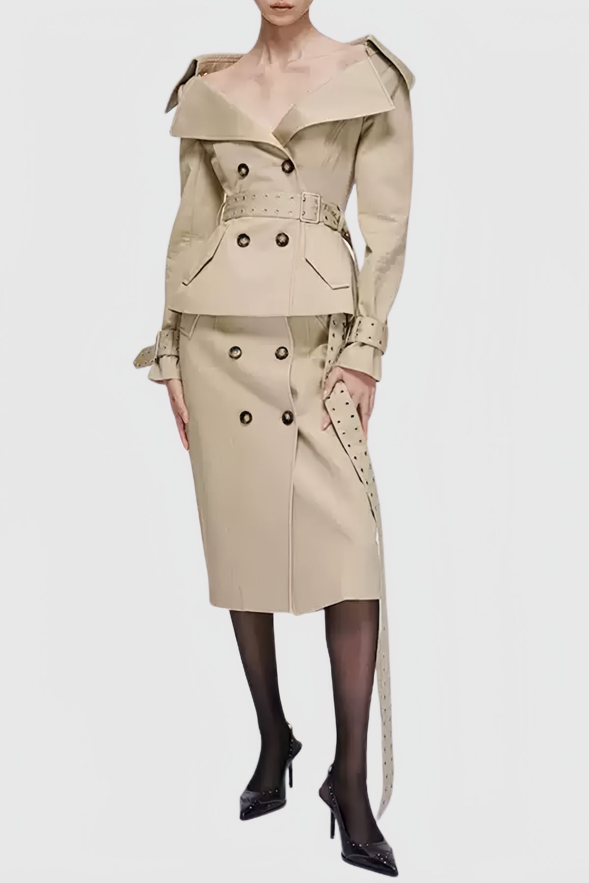 Ellina Double Breasted Short Trench – SeenSense