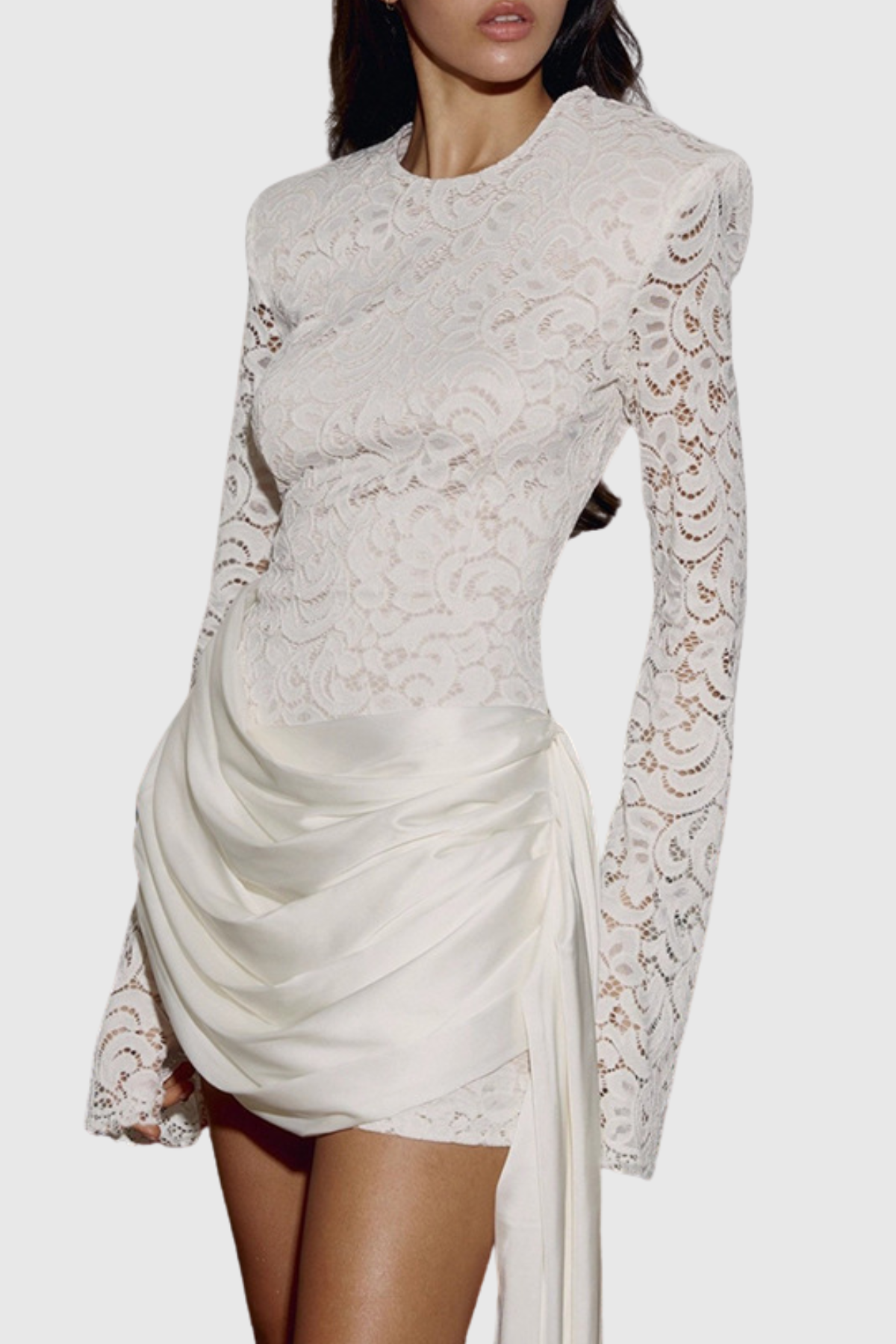 Keita Lace Draped Mini Dress - White – SeenSense