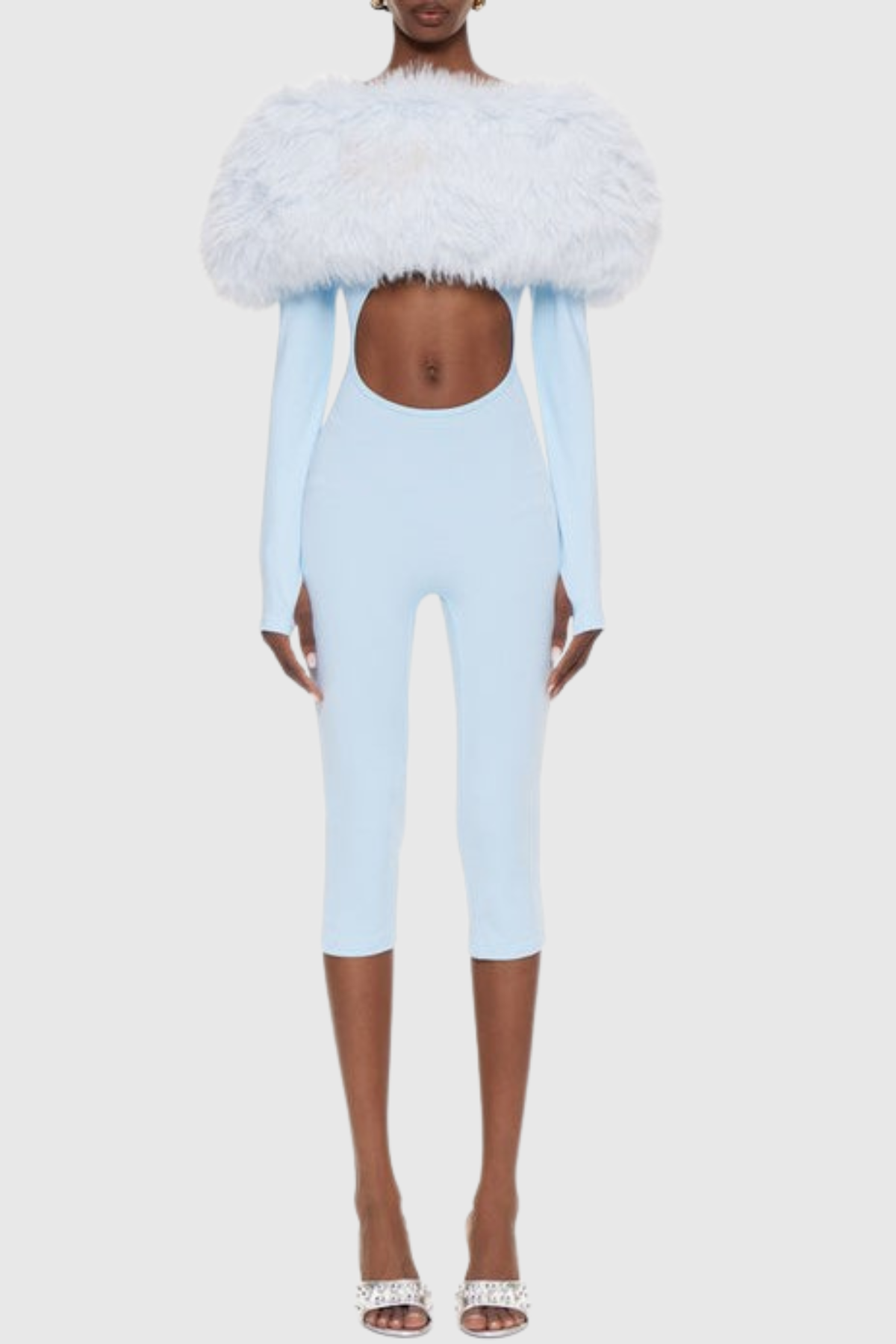 Marja Faux Fur Cutout Midi Jumpsuit - Blue – SeenSense