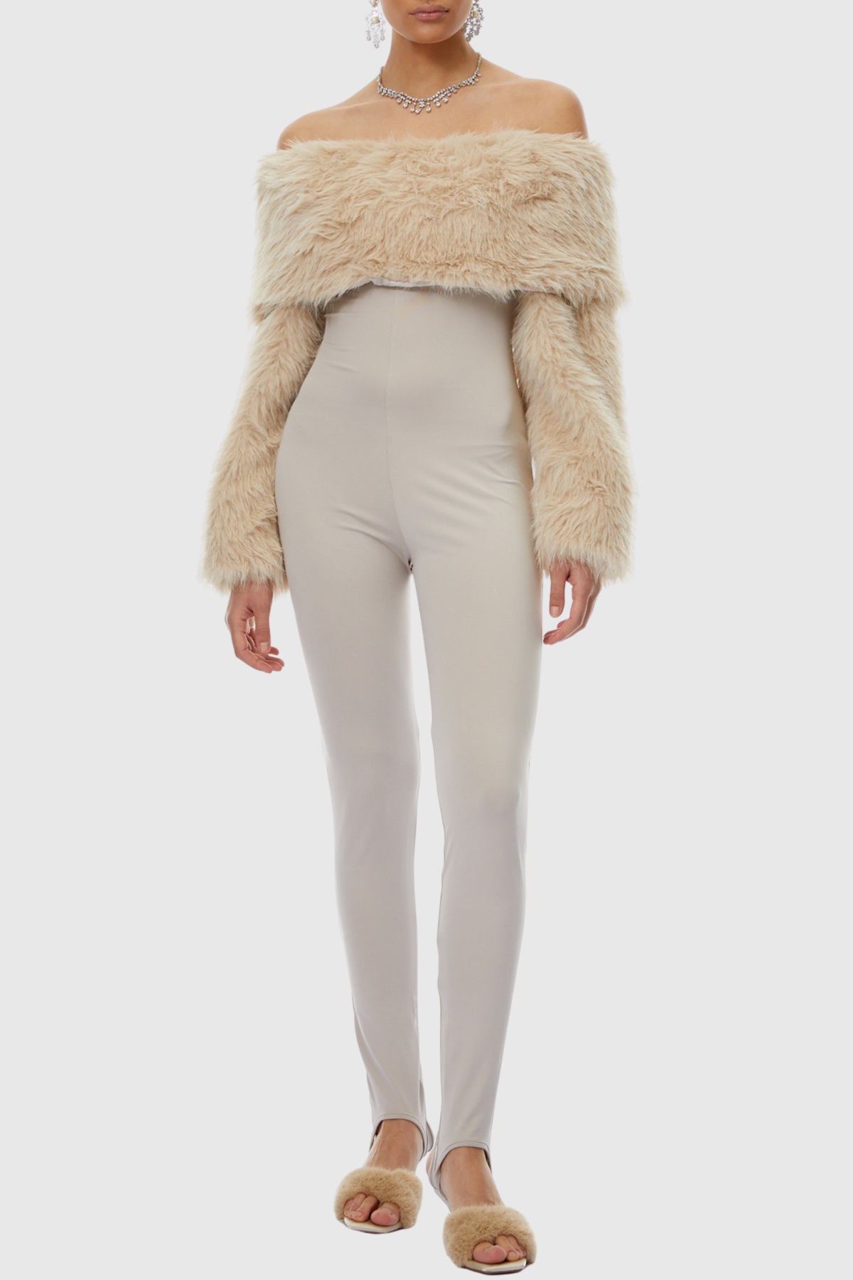 Marja Off Shoulder Faux Fur Jumpsuit – SeenSense