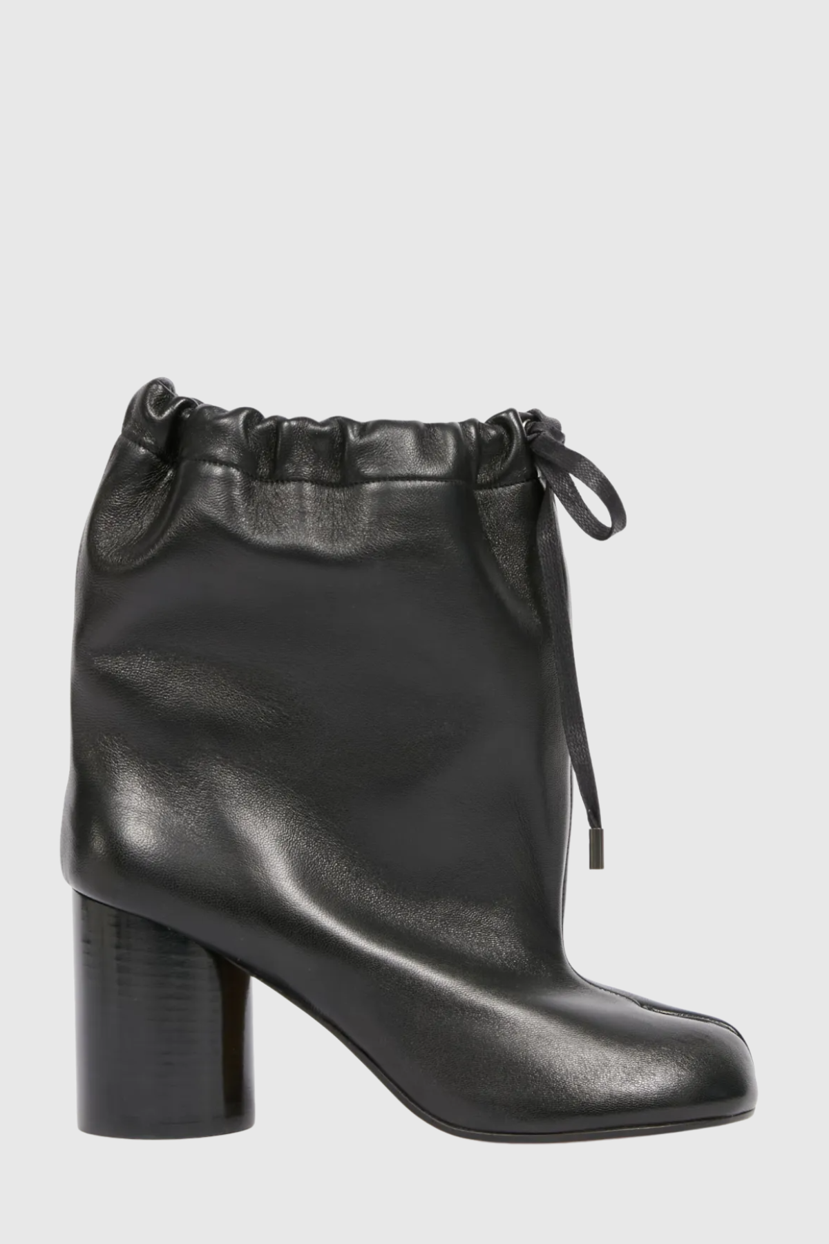 Nasima Drawstring Leather Ankle Boots - Black – SeenSense
