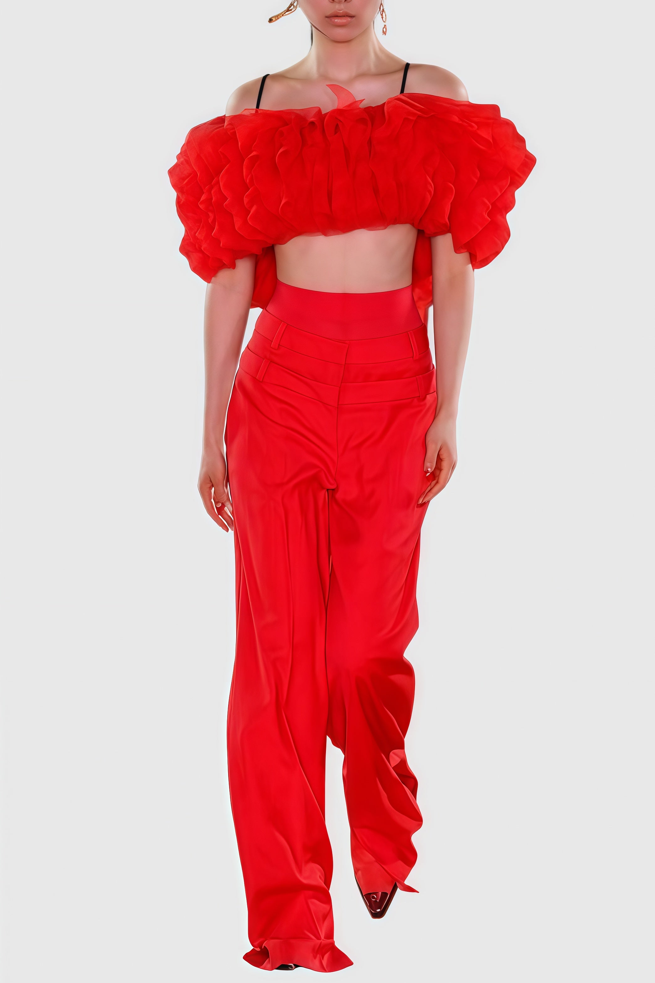 Raiden Ruffle Top & Pants Set - Red – SeenSense