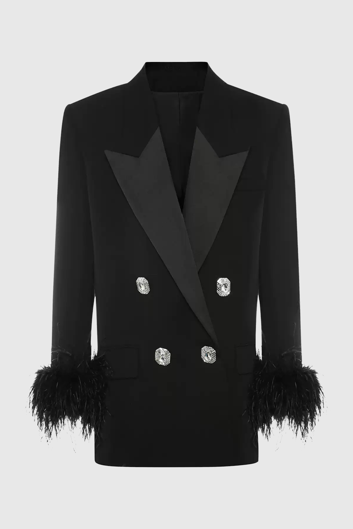 Strara Diamond Buttoned Feather Blazer – SeenSense